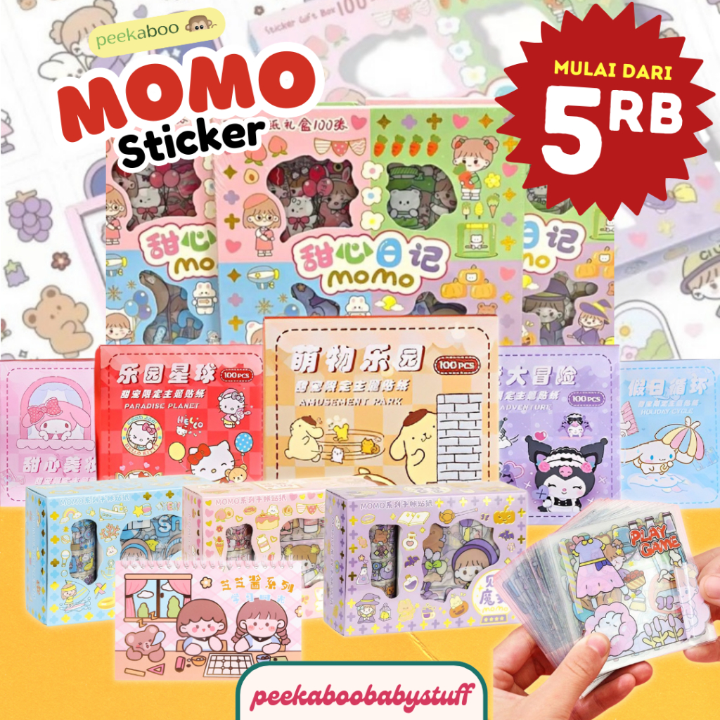 Stickers 100 SHEETS KOREAN CARTOON MOMO STICKERS 1 BOX WATERPROOF ...
