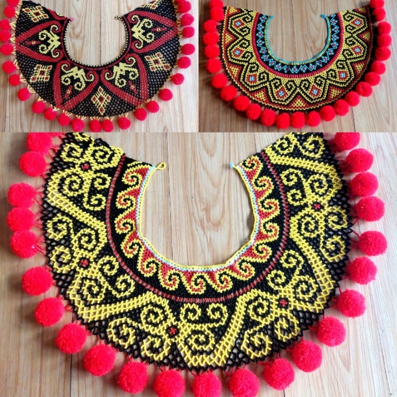 Pompom Lotus Pompom Tango/ Adult Women's Beaded Vest/ typical of Dayak ...