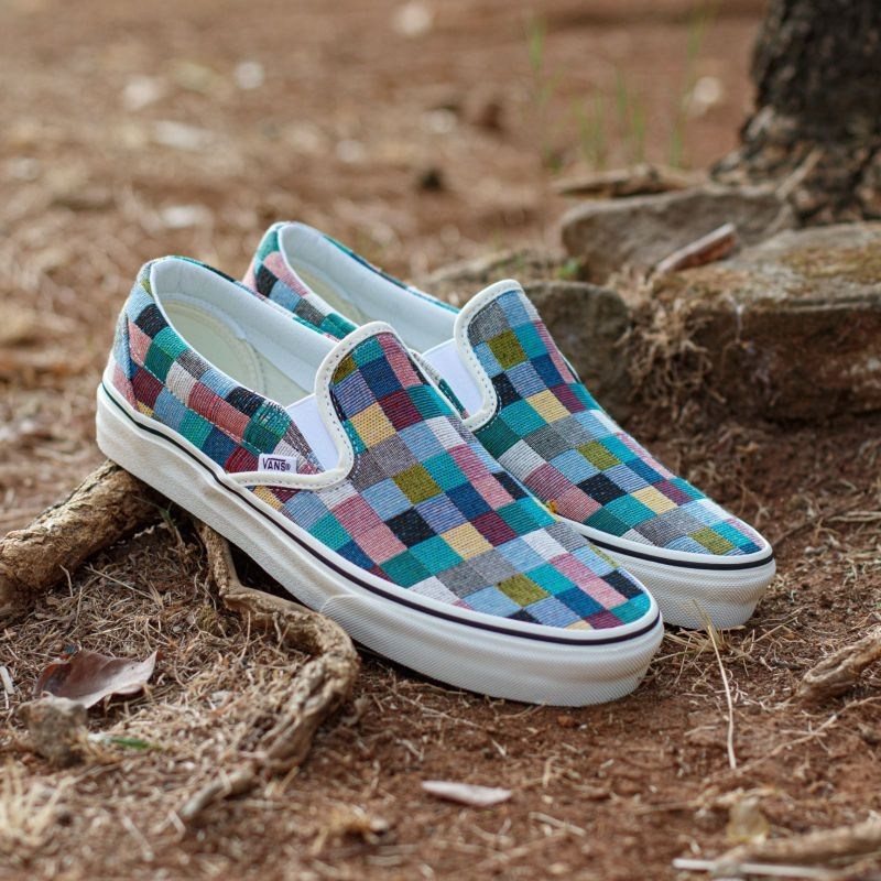 Vans Slip On Woven Multicolour 100% Original | Shopee Malaysia
