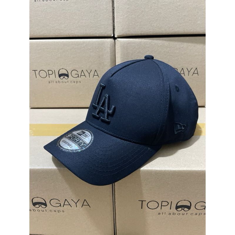 HITAM Baseball Cap full Black LA logo | Shopee Malaysia
