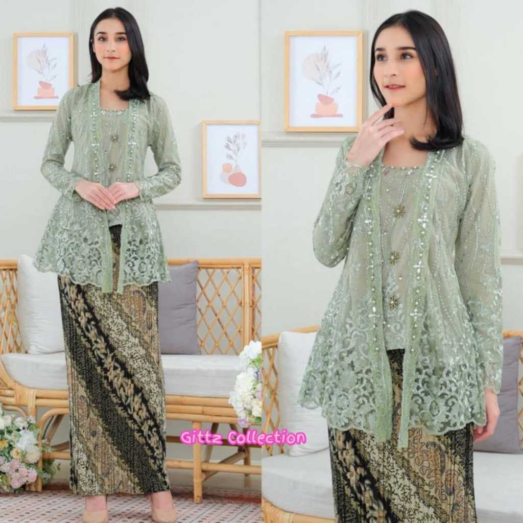 Can be Suit/New Kutu Kebaya Top Tille Pearl Sequins and Long Batik ...