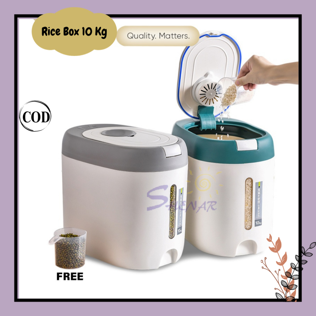 New - Rice box 10 Kg 5 Kg/ Rice Dispenser Free measuring cup/ anti-lice Rice container | Shopee ...