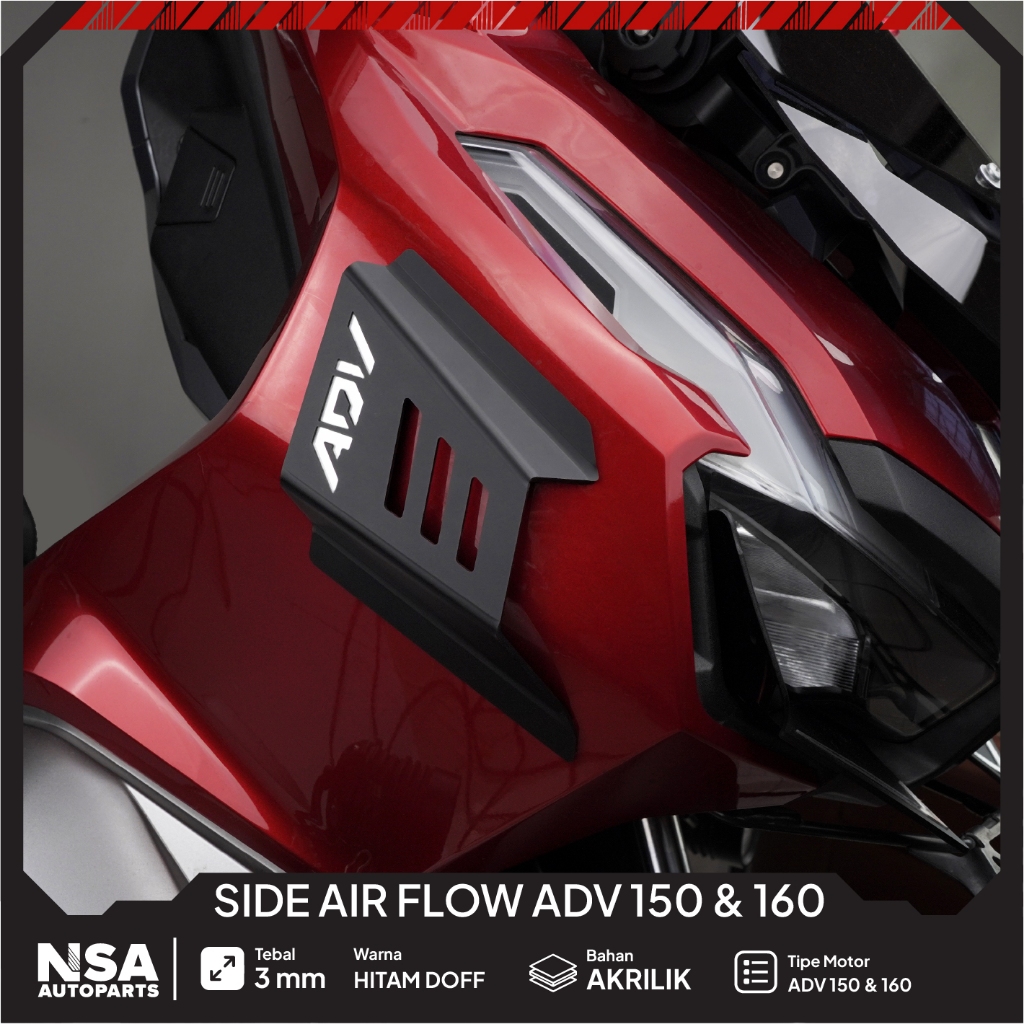 HITAM Side AIR FLOW ADV 150 160 BLACK DOFF SIDE WINGLET DIFFUSER HONDA ...