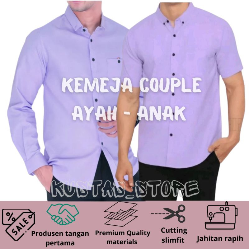 UNGU KEMEJA Men's & Children's Shirts Plain Lilac Taro Purple Long ...