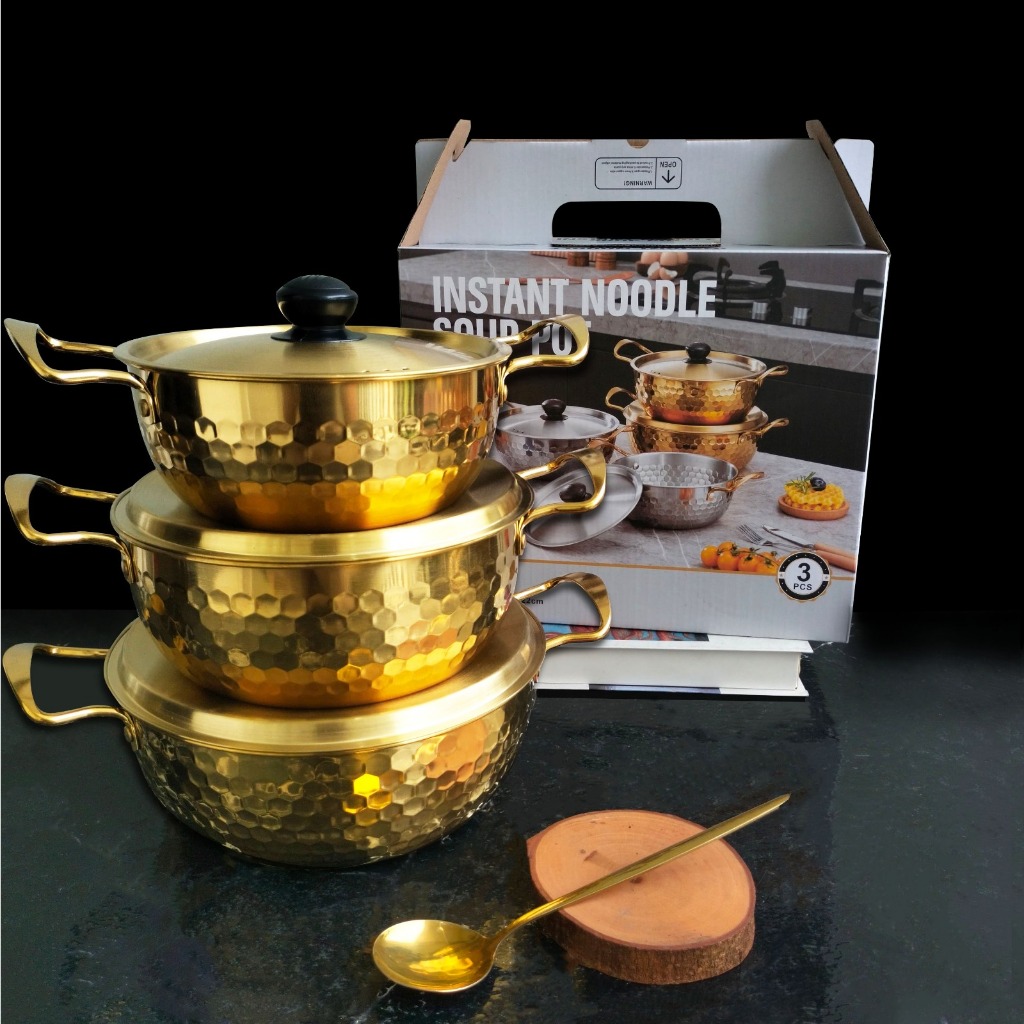 Nexxio Korean Gold Silver Pan Set 3 in 1 / 3 in 1 Silver Gold Blink ...