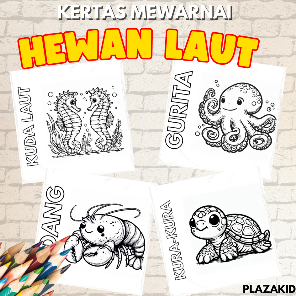 Coloring PAPER / DRAWING PAPER / SEA ANIMAL THEME / A4 / WORKSHEET ...