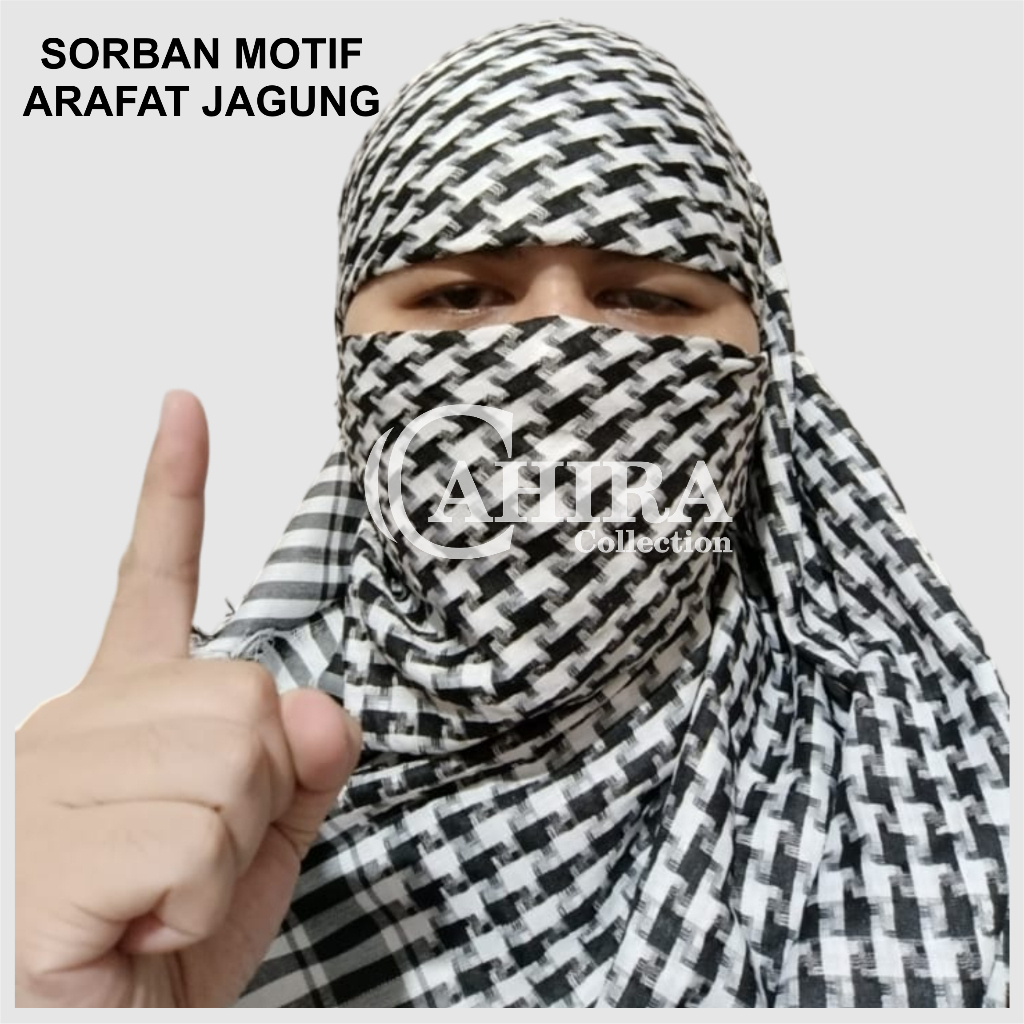 HITAM PUTIH Black AND WHITE PALESTINE TURBAN ARAFAT CORN TURBAN ...