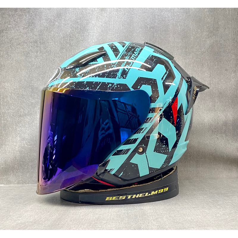 Kyt Dj Maru 16 Blue I Handsome Package - Iridium Visor - Spoiler - Half ...
