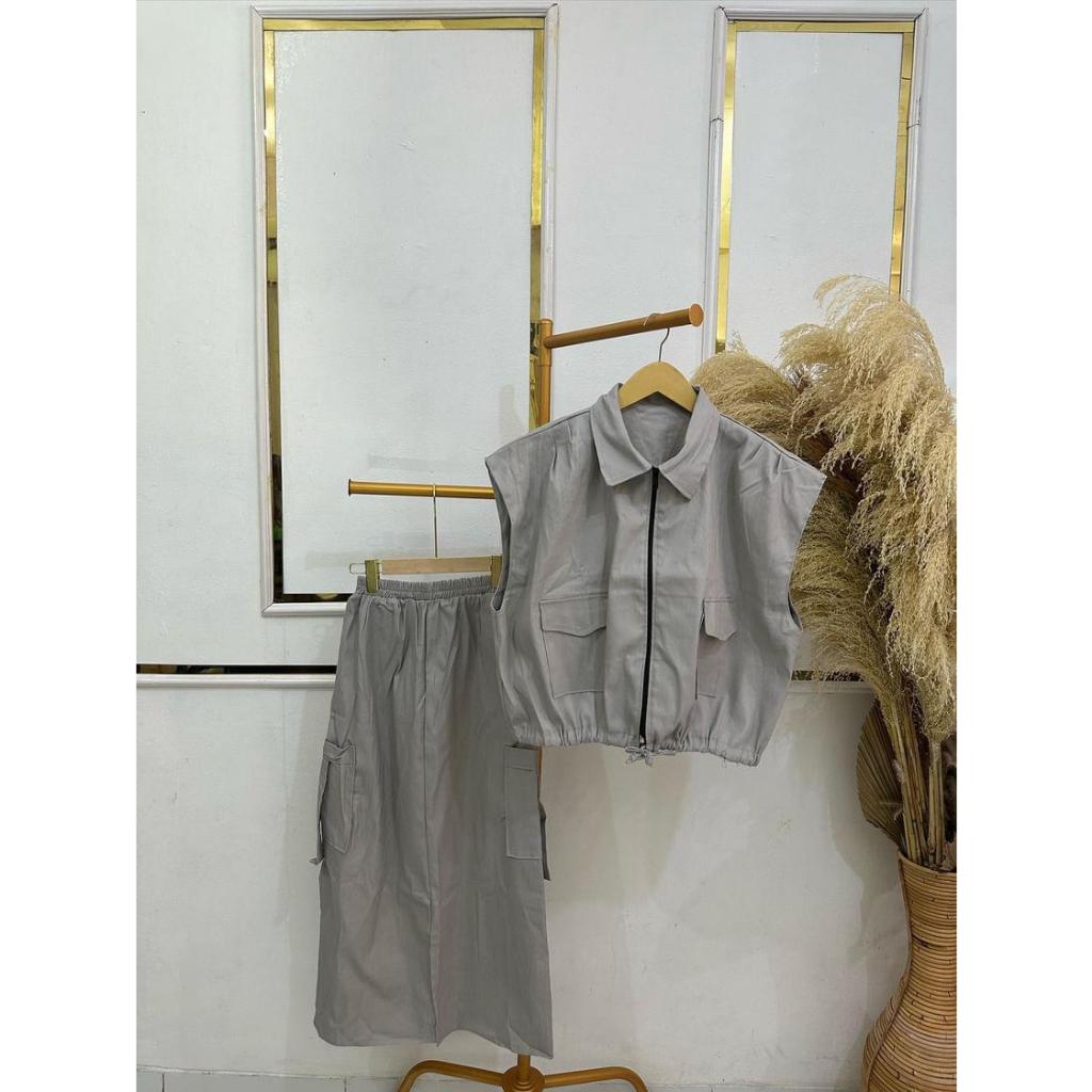 Women's Cargo Suits One Set Women's Cargo Skirt Sets Women's Cargo Skirt Sets | Shopee Malaysia