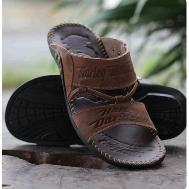 WAREHOUSE SALE HURLEY DAVIDSON GENUINE COWHIDE SLOP SANDALS | Shopee Malaysia