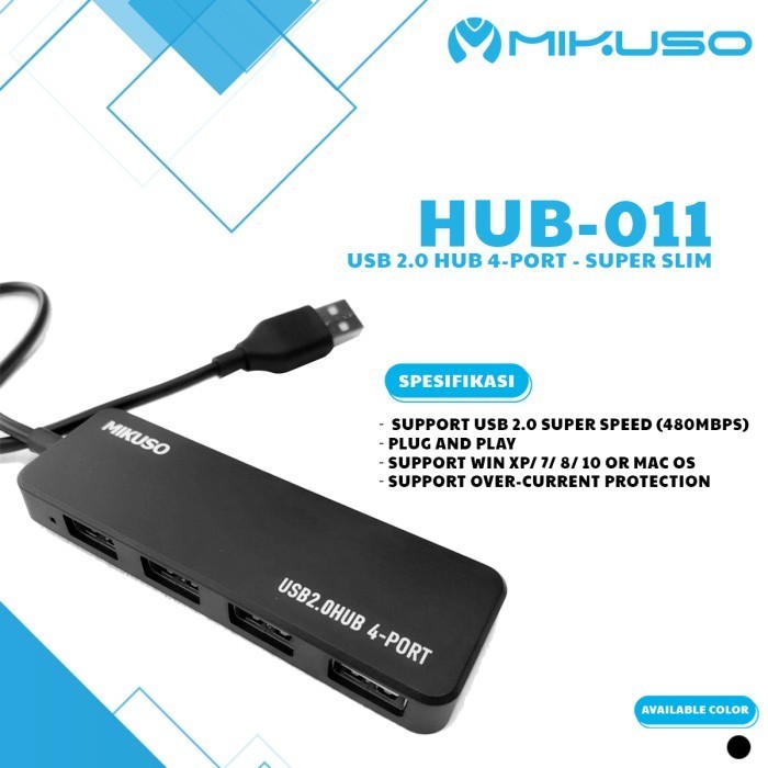 Mikuso HUB-011 4 Port USB HUB Slim USB 2.0 Original Mikuso Original ...