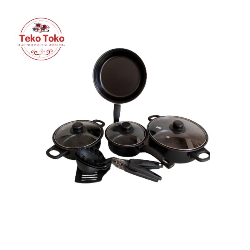HITAM 4 In 1 Black Pot Set Free Spatula Set | Shopee Malaysia