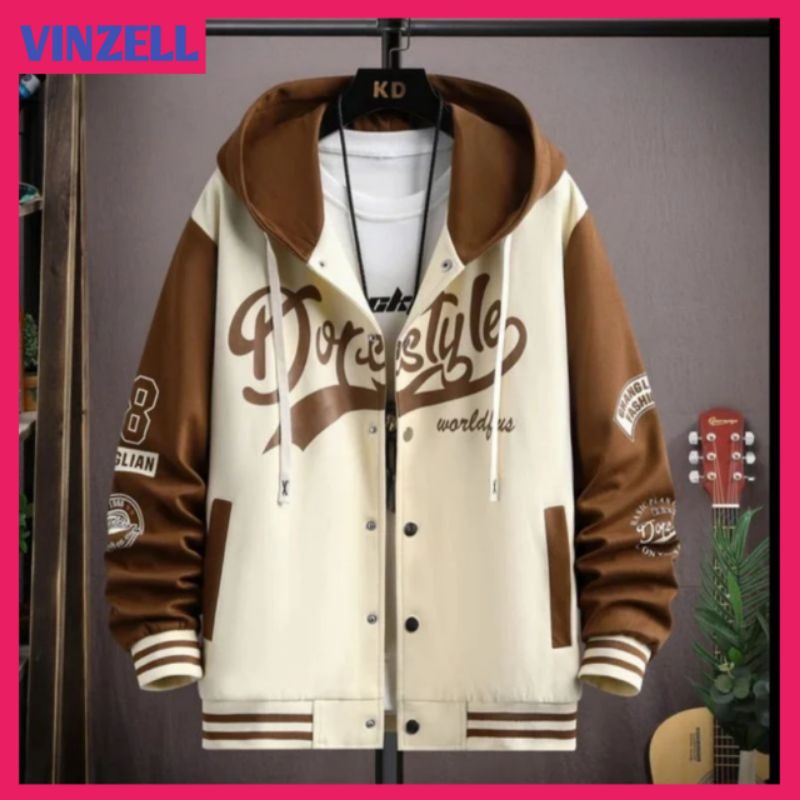 HITAM PUTIH Varsity HOODIE BASEBALL JACKET (S-6XL) DORESTYLE LOGO ...