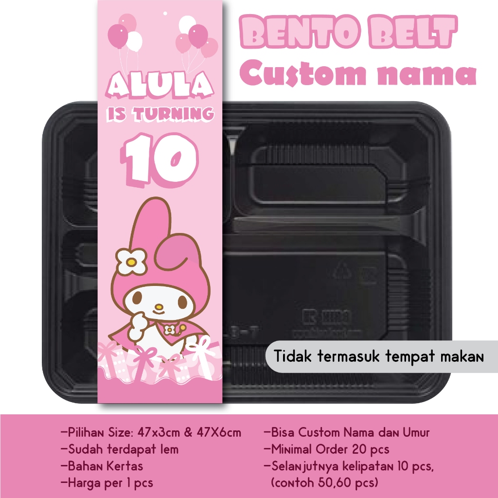 Bento BELT KUROMI CINAMOROLL MY MELODY PAPER BELT CUSTOM Name PAPER ...