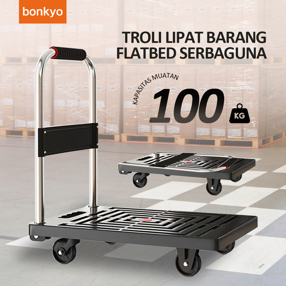 Folding Goods Trolley Hand Truck Folding Cart Silent Wheel Trolley ...
