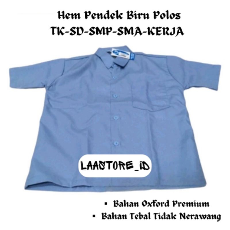 KEMEJA School UNIFORM - Plain Blue Short Shirt SD - SMP - SMA - College ...
