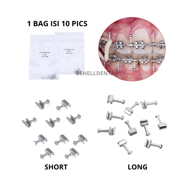 Dental CRIMPABLE Hook ORTHO SHORT LONG - Sliding Crimpables Hook Small ...