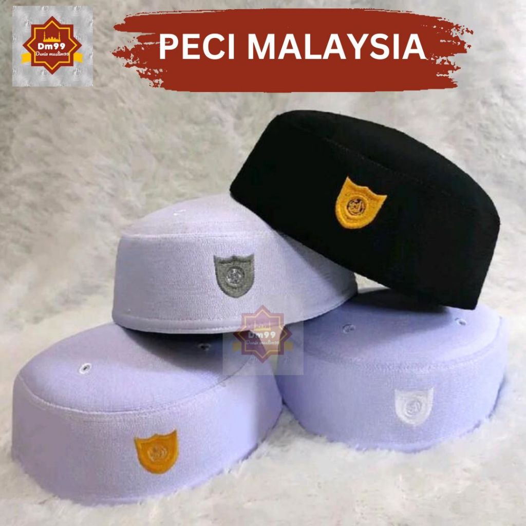 WHITE AND BLACK MALAYSIAN PECI WITH WAVY TOP, LOGO RIGHTKiri AND ...