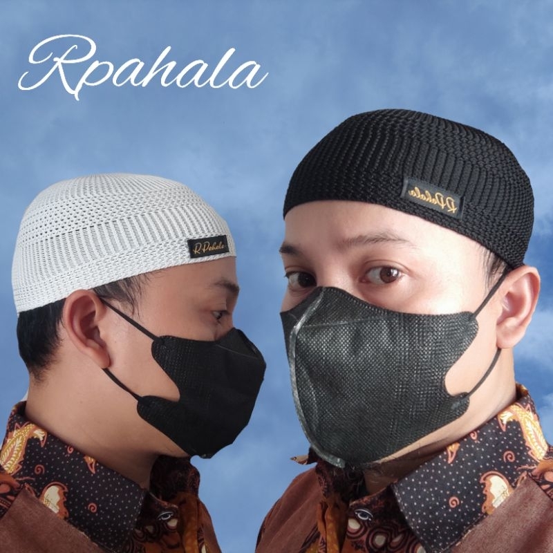 PUTIH HITAM Rpahala knitted peci haji peci black peci white peci ...