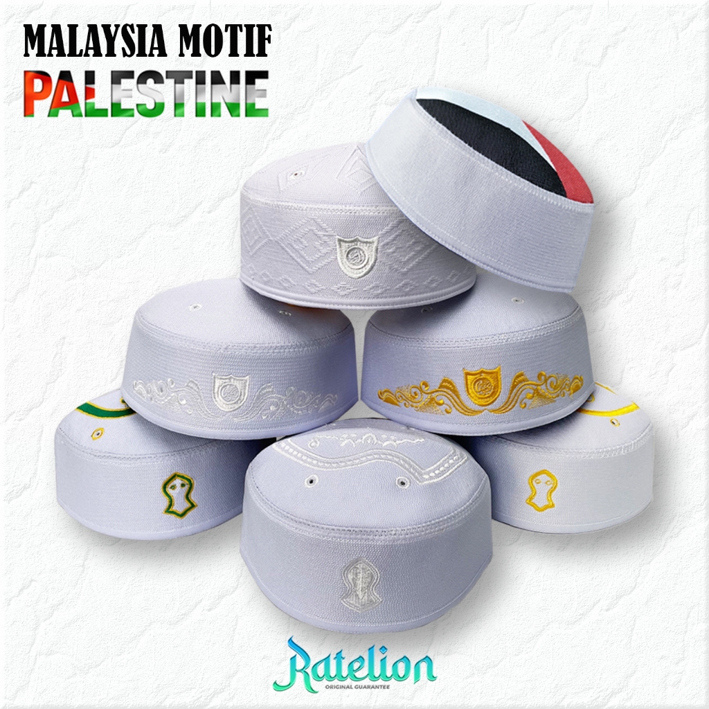 HITAM PUTIH Malaysian Cap With Diamond Flower Pattern, Child And Adult ...
