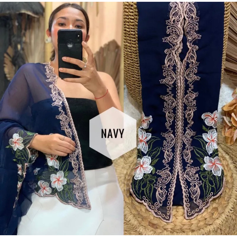 Latest openwork embroidered kebaya fabric, latest encim kebaya material ...