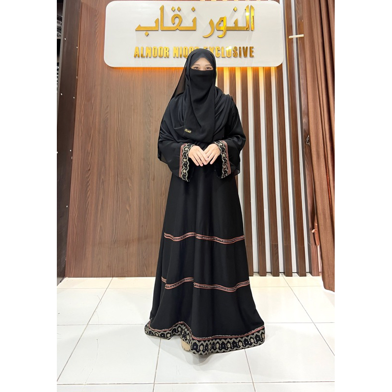 HITAM Newest abaya FURSAN SAUDI LACE 07 luxury black gamis abaya ...