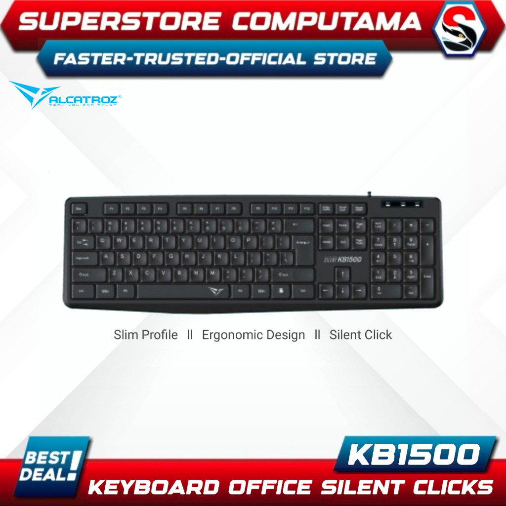 Office Keyboard Alcatroz Silent KB1500 USB Wired Keyboard | Shopee Malaysia