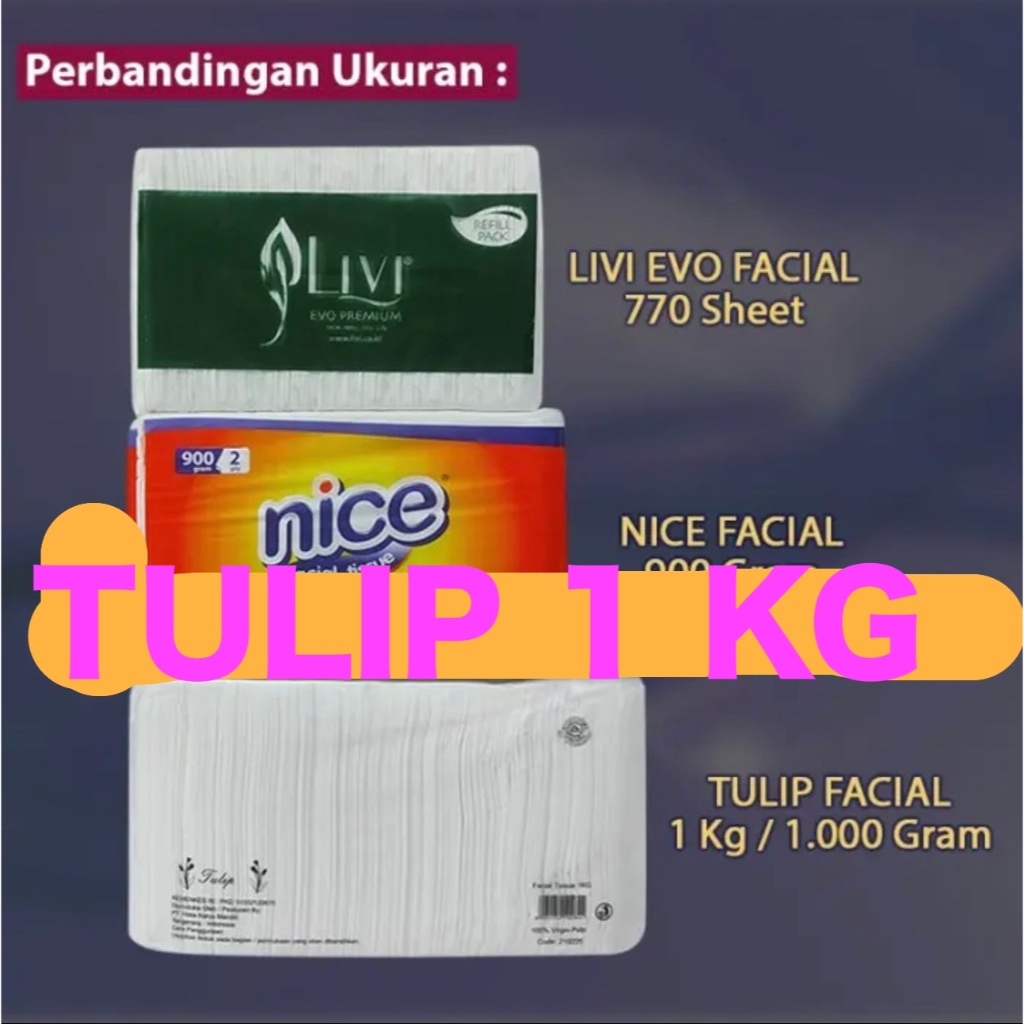 Tulip - FACIAL FACIAL TISSUE 1000 gr / 1 KG (2 Ply) / TULIP FACIAL ...