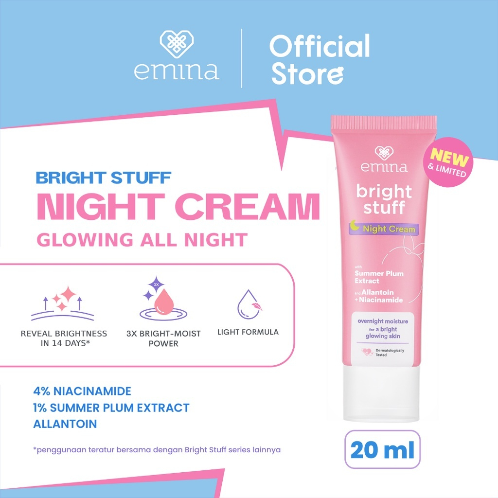 Original Emina Bright Stuff Night Cream 20g - Bright Glowing And Moist ...