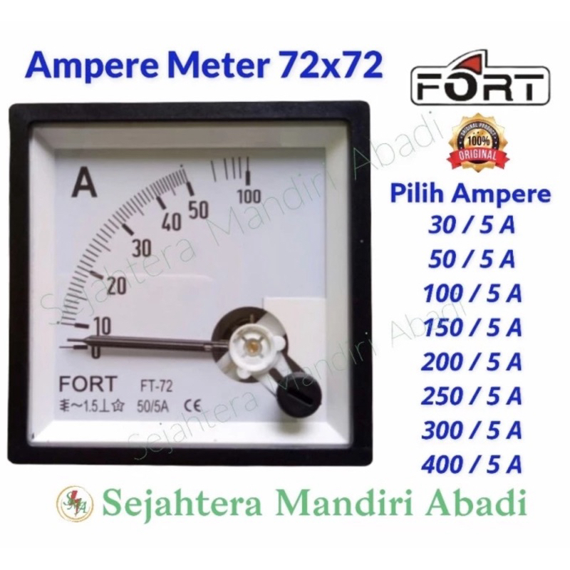 Analog Ampere Meter Select Variant 30A 50A 75A 100A 150A 200A 250A 300A ...