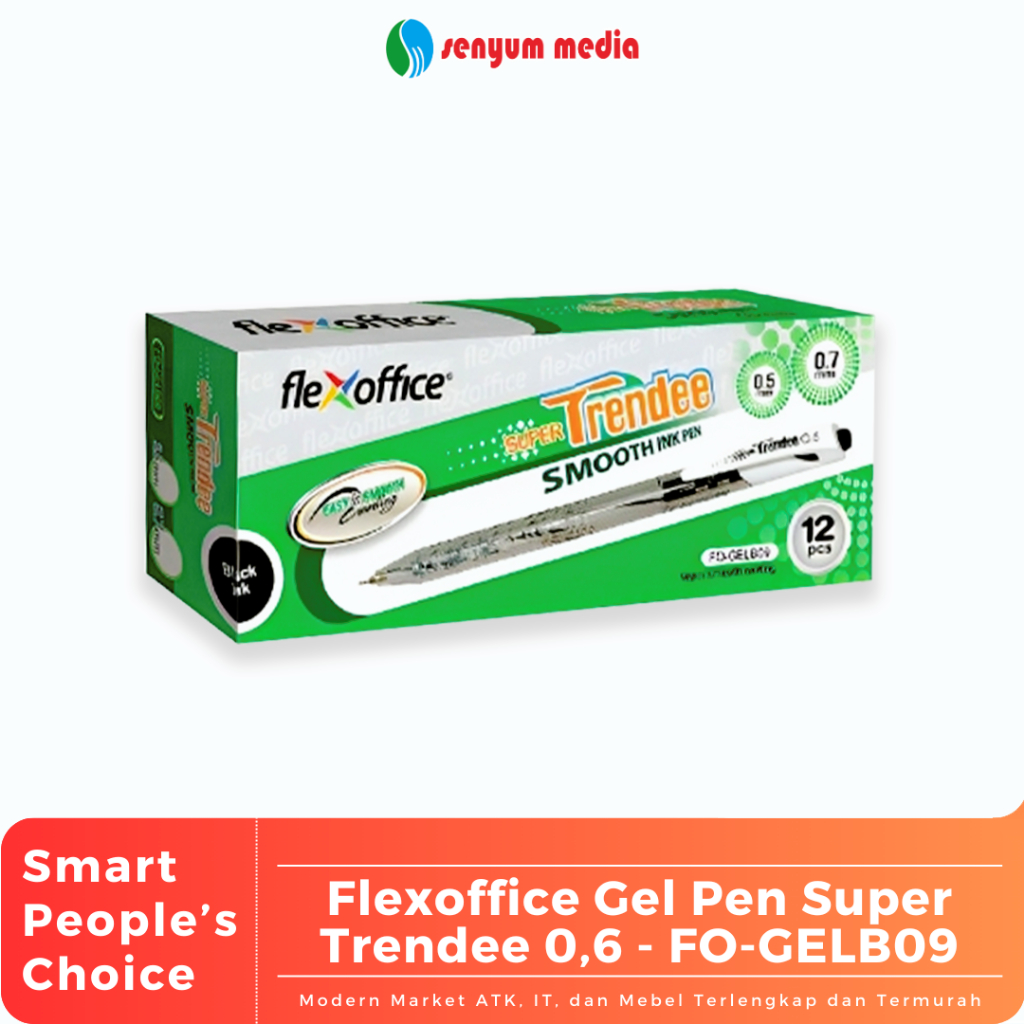 HITAM MERAH Flexoffice Gel Pen Super Trendee 0.6 - Black/Red/Blue - FO ...