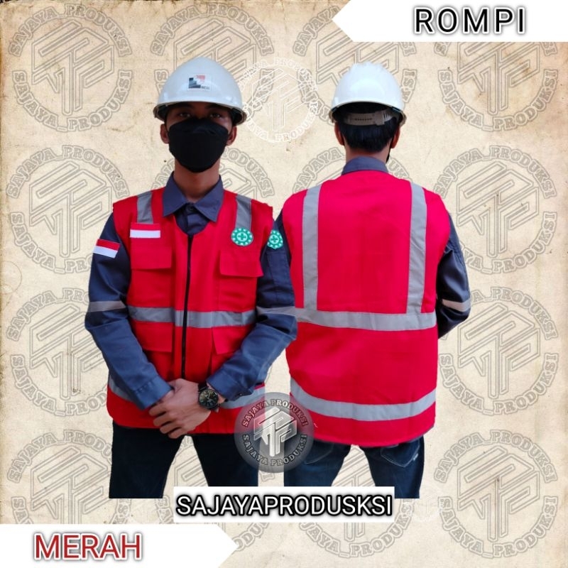 MERAH Project vest | Red safety vest | Field Vest | Vestk3 | Free logo ...