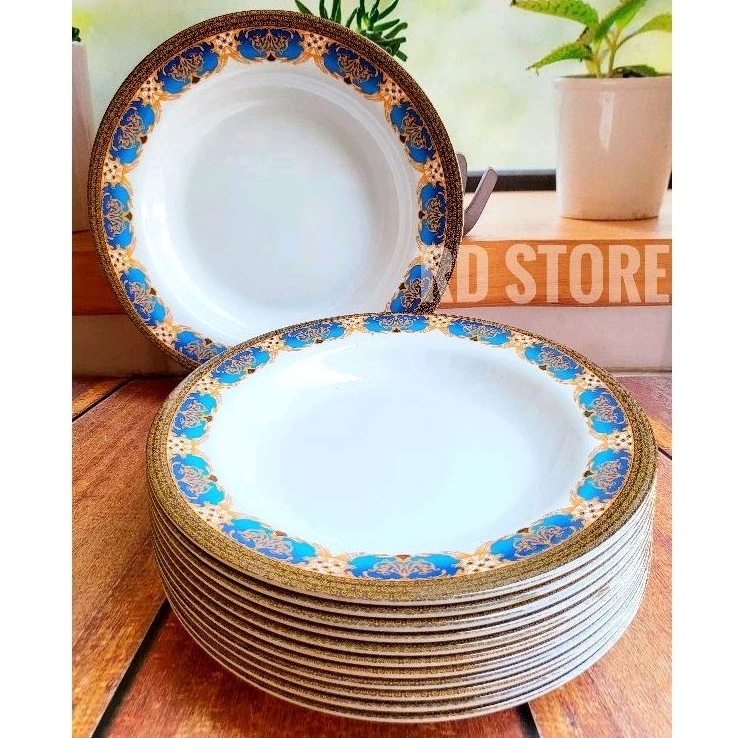 12.pcs Concave Dinner Plates With Thick And Strong gold melamine ware ...