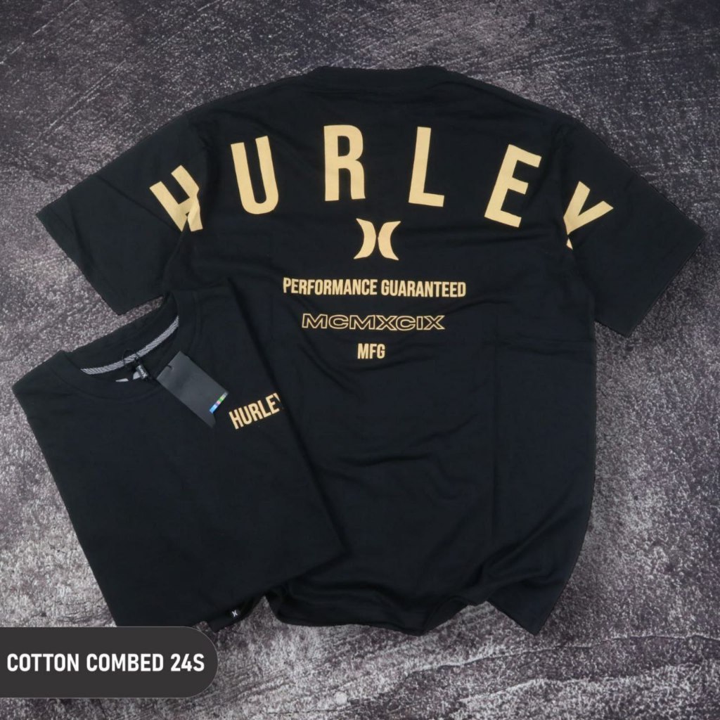 HITAM KAOS HURLEY BLACK COMBED 24S TSHIRT OVERSIZE KAOS BRANDED KAOS ...