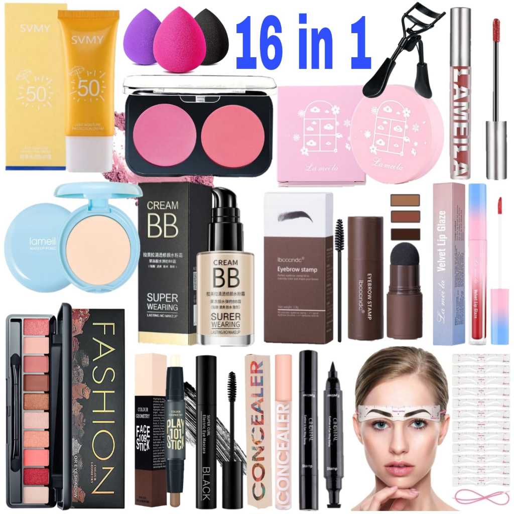Cosmetic Set 1 Complete Make Up Package Contains 16 In 1 FREE Eyebrow ...