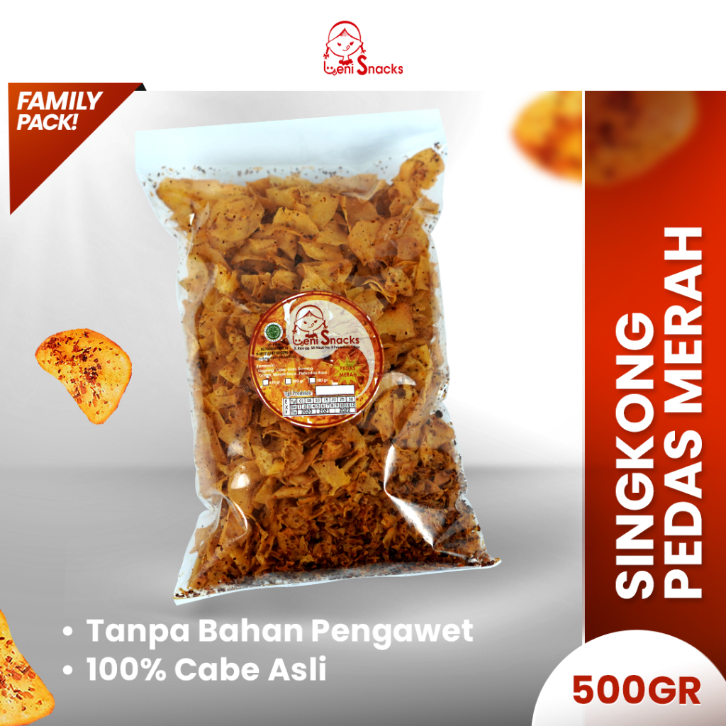 MERAH Leni Snacks Spicy Red Cassava 500g (Family Pack) | Shopee Malaysia