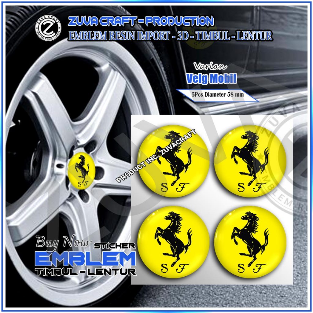 Car Rim Sticker Embossed FERRARI LOGO 3D Flexible EMBLEM | Shopee Malaysia