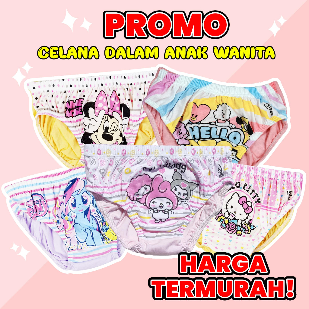 KATUN Girls' Panties Underwear 3 in 1 Minnie Mouse Character Cotton ...