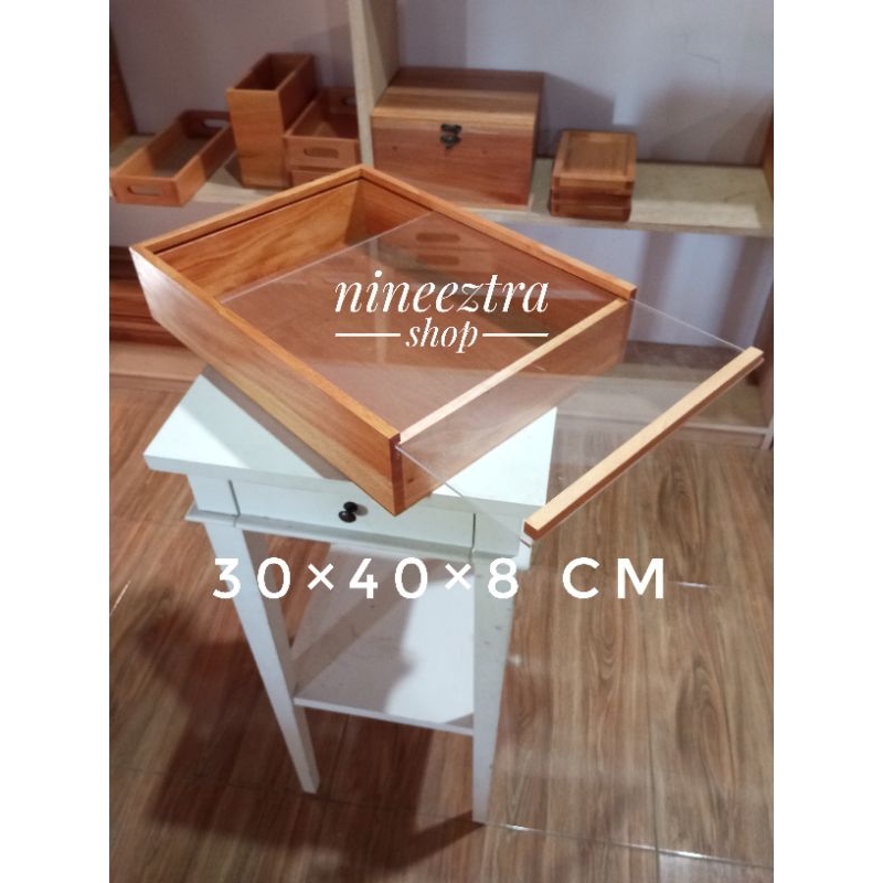 Mahogany Donut Box 30, 40, 8 Cm Acrylic Sliding Lid Donut Box Mahogany ...