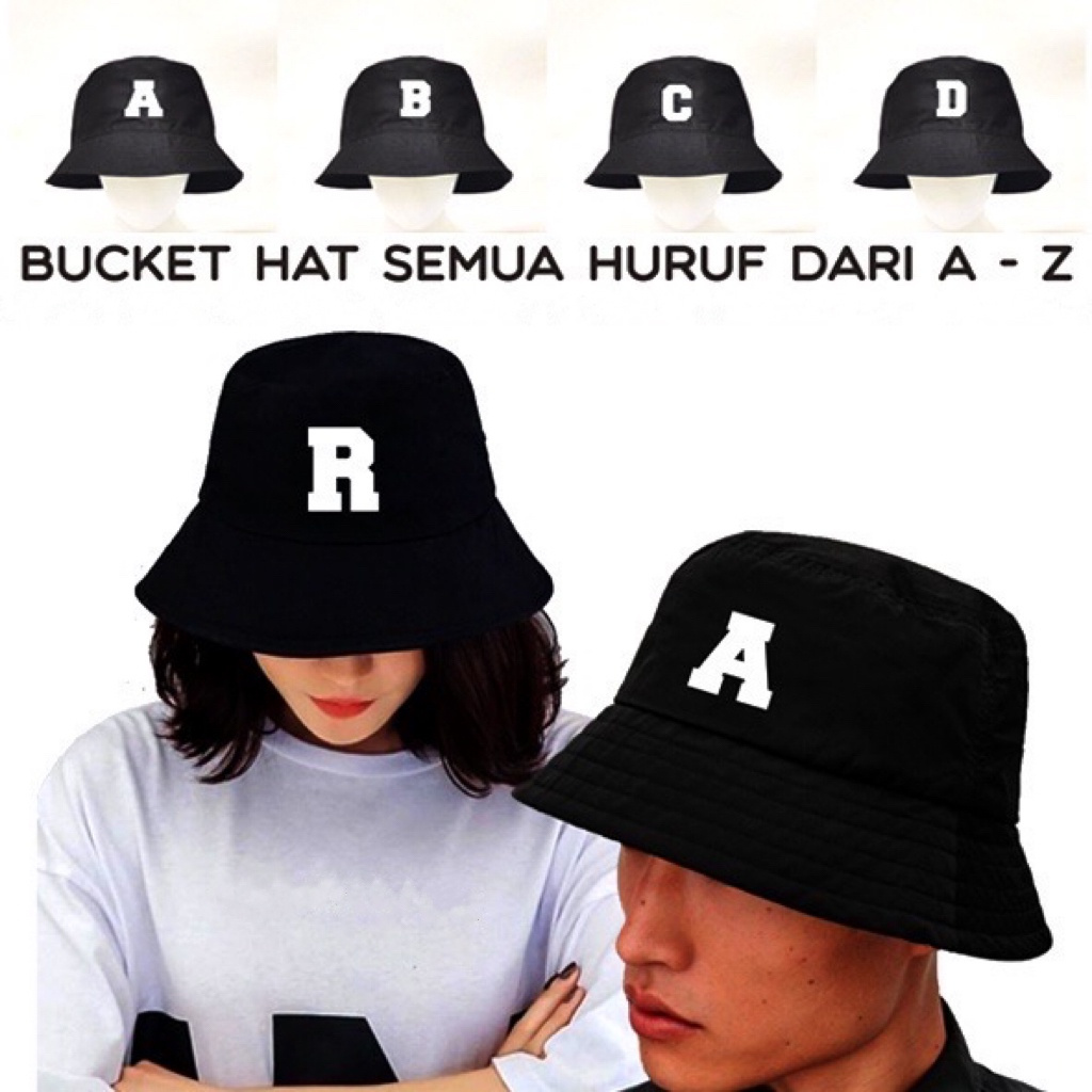Black and White Cream Abjat Bucket Hat Alphabet Text Letters ...