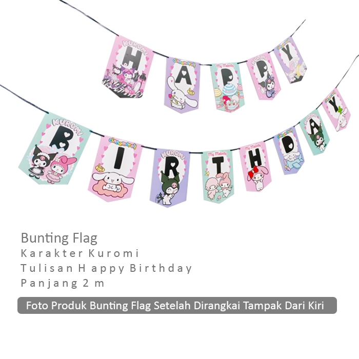Banner Hbd melody kuromi cinamorol / Bunting Flag Hbd / Banner Hbd ...