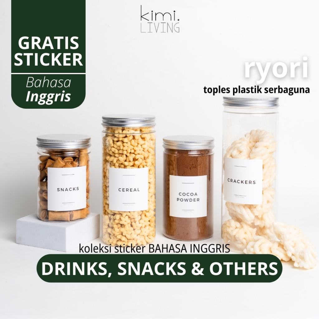 Kimi LIVING - RYORI Plastic Jar With Aluminum Lid FREE STICKER/FREE ...