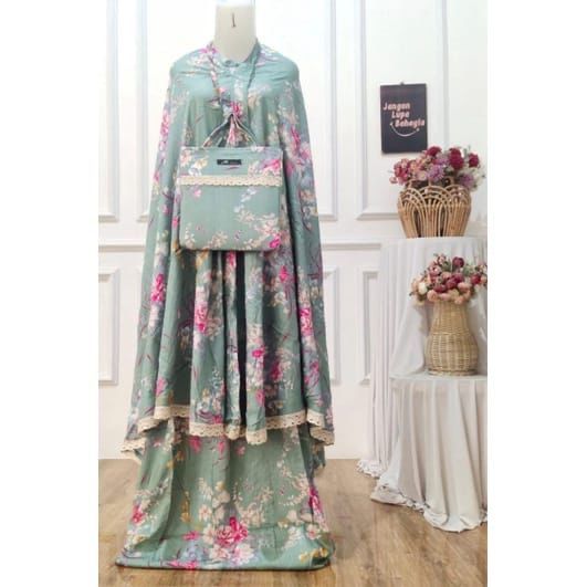 The latest adult mukenah 2024 / Flower motif mukenah soft adem material ...