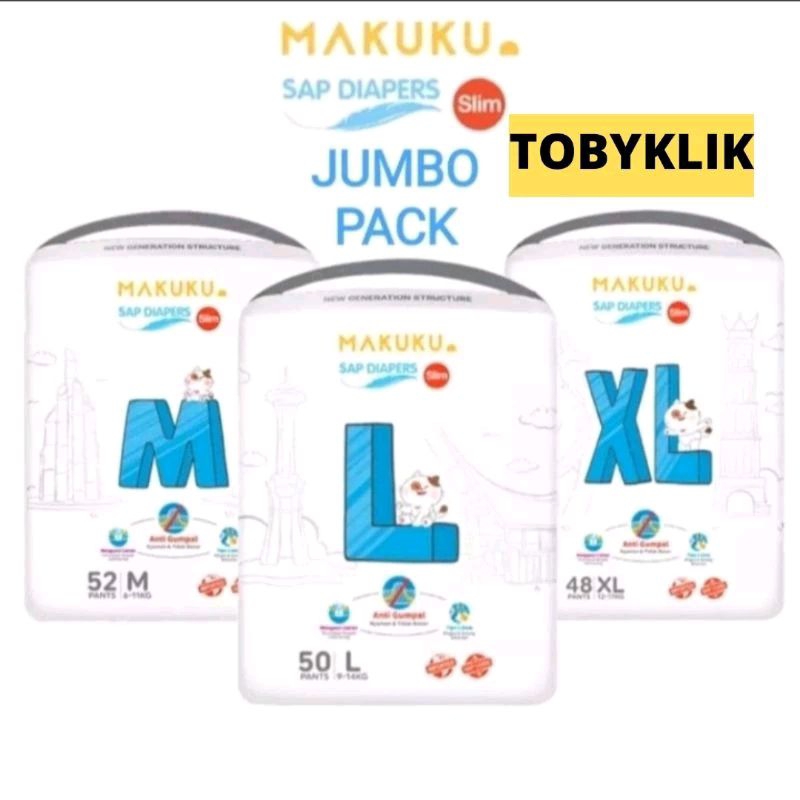 !! Package CONTAINS 3 PACKS!! Makuku SAP Diapers SLIM JUMBO Pants | Shopee Malaysia