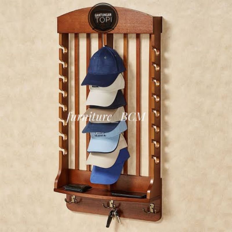 GANTUNGAN JUMBO WALL MOUNTED HAT RACK/WOOD HAT RACK/HAT FRESH/HAT ...