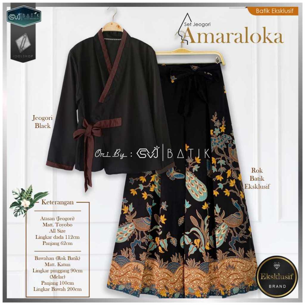 HITAM Newest EXCLUSIVE BATIK SET BLACK HANBOK TEENAGE WOMEN AMARALOKA ...