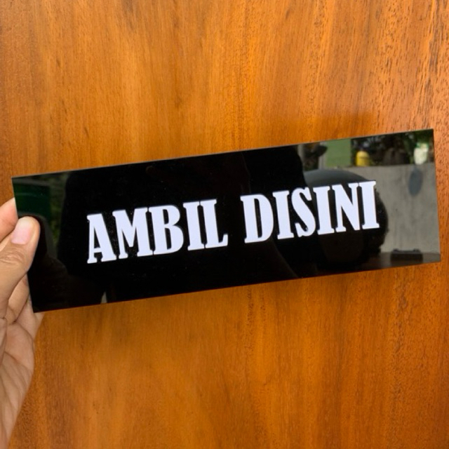 PUTIH HITAM Acrylic Sign Board WRITING AMBIL HERE Custom Black and ...