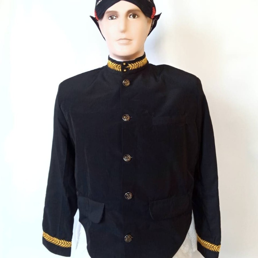 HITAM Adult Beskap Jogja Model Black Classic Embroidery Ready to Use ...