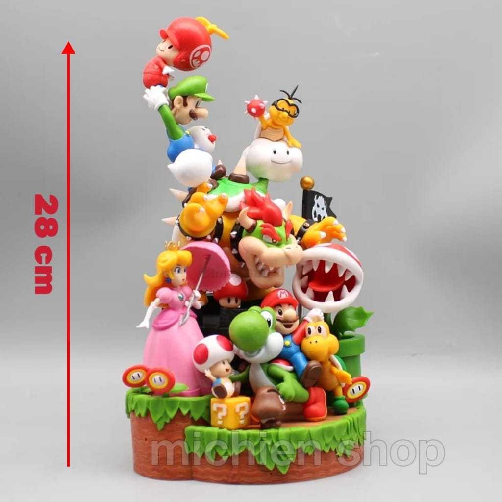 Action Figure Super Mario Statue Resin Luigi Bowser Peach Yoshi Toad ...