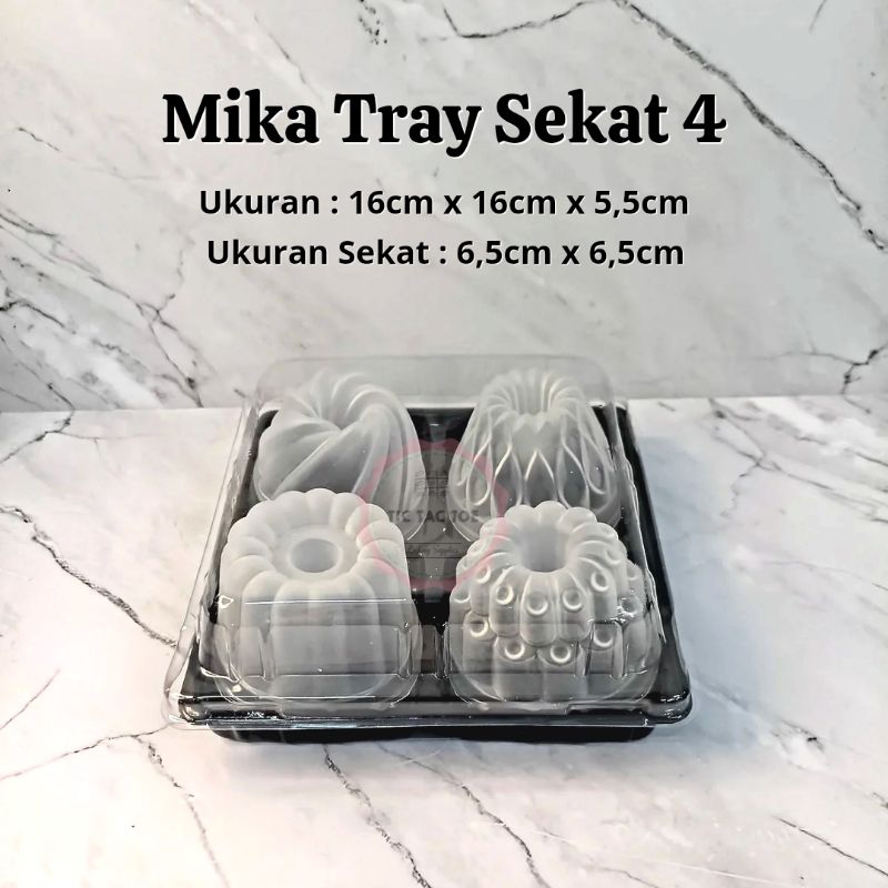(10pcs) Mika Tray 4 compartments + Lid, Mika Pudding Tray Box Contents ...